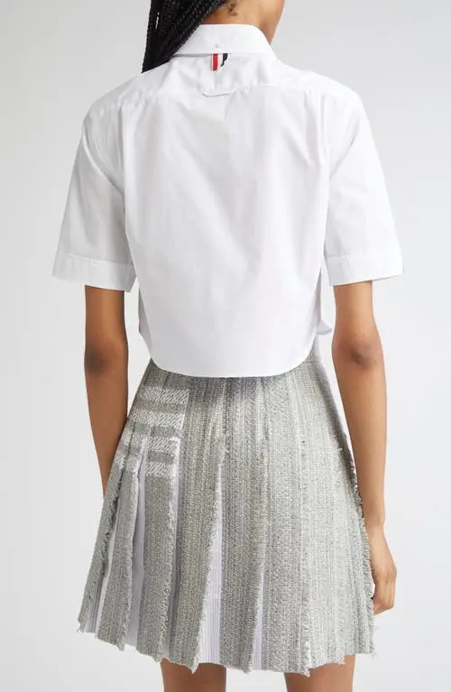 Thom Browne Classic Crop Cotton Poplin Shirt - White