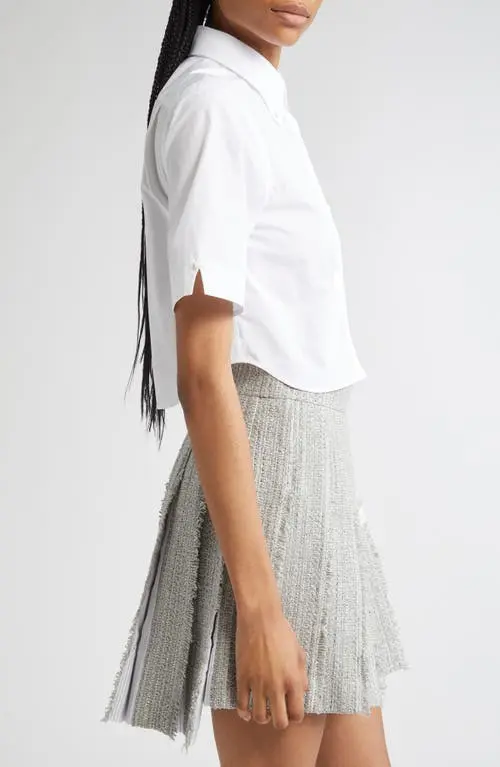 Thom Browne Classic Crop Cotton Poplin Shirt - White