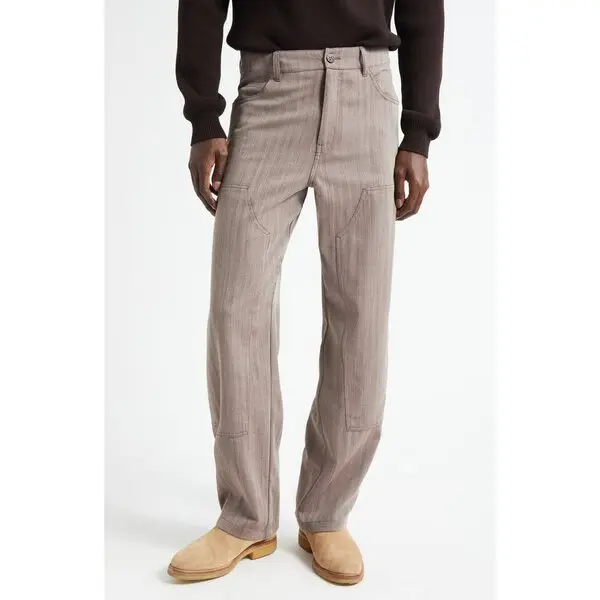 GOLDEN GOOSE Journey Virgin Wool-blend Herringbone Painter Pants - Maroon