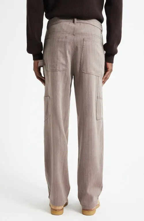 GOLDEN GOOSE Journey Virgin Wool-blend Herringbone Painter Pants - Maroon