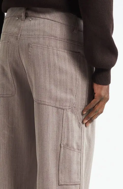 GOLDEN GOOSE Journey Virgin Wool-blend Herringbone Painter Pants - Maroon
