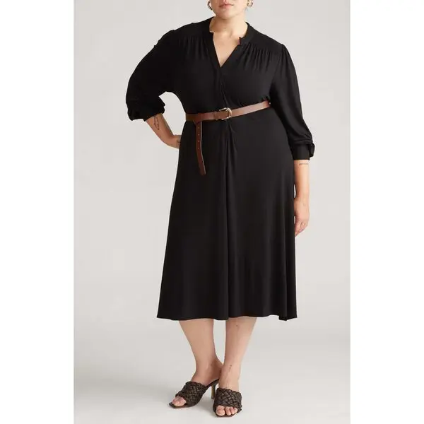 Universal Standard Long Sleeve Liquid Dress - Black