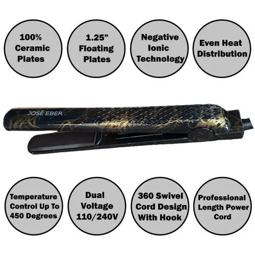 JOSE EBER 100% Pure Ceramic Flat Iron Marble