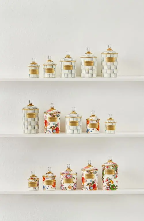 MACKENZIE-CHILDS Sterling Check Enameled Steel Canister - Grey/white