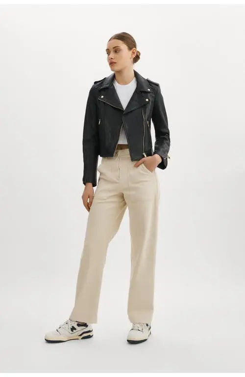 LAMARQUE Donna Leather Biker Jacket - Black