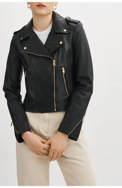 LAMARQUE Donna Leather Biker Jacket - Black