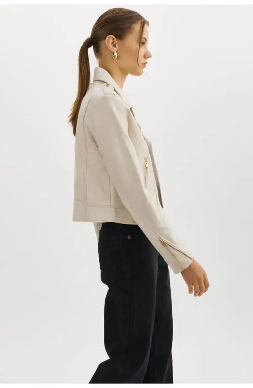 LAMARQUE Donna Leather Biker Jacket - Bone
