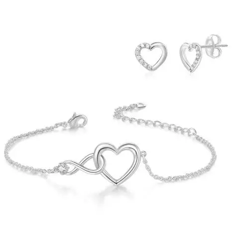 DONATELLO GIAN Sterling Heart Bracelet And Earrings Set - Silver