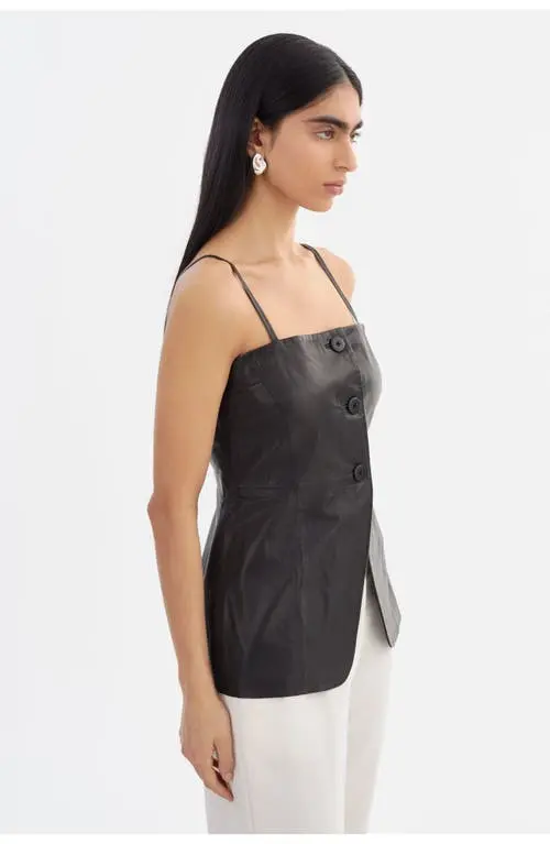 LAMARQUE Milana Leather Bustier Top - Black