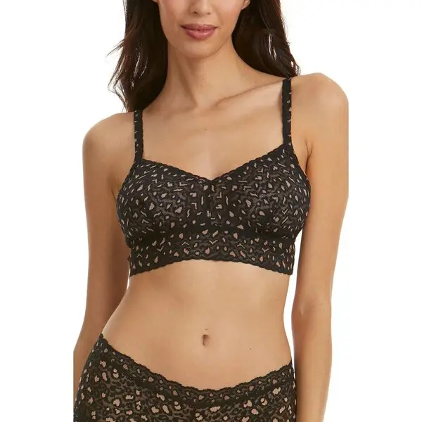 Hanky Panky Cross Dye Retro Lace Triangle Bralette - Black/praline