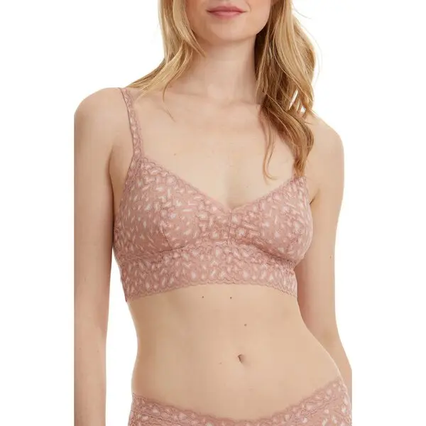 Hanky Panky Cross Dye Retro Lace Triangle Bralette - Desert Rose/white