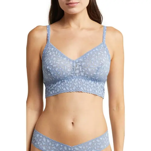 Hanky Panky Cross Dye Retro Lace Triangle Bralette - Stonewash Blue/serenity Blue