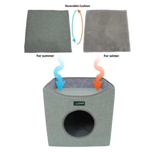 JESPET Foldable Cat Condo Sage Cube House