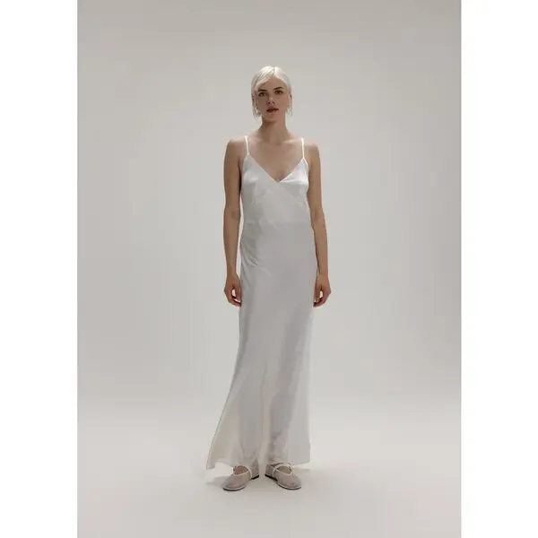 ALAS 100 Silk Slip Maxi Dress - Milk White