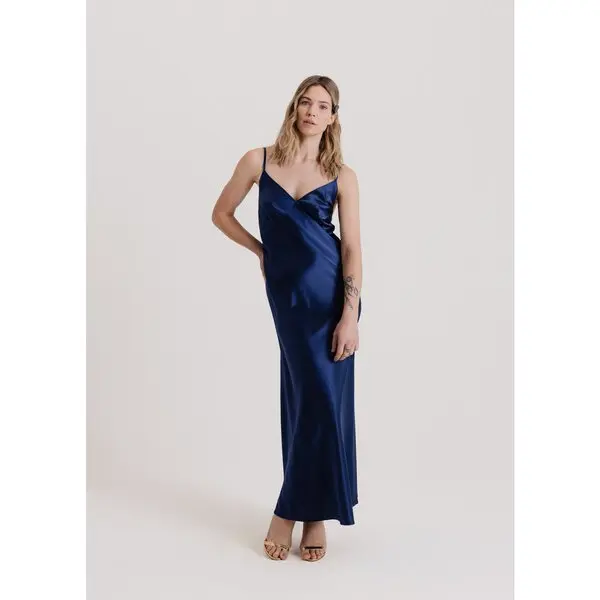 ALAS 100 Silk Slip Maxi Dress - Royal Blue