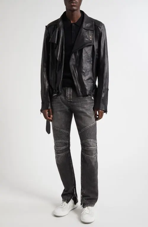 Balmain Denim Biker Pants