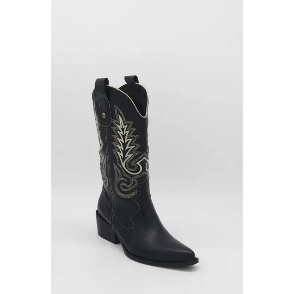 STIVALI NEW YORK Loyal Western Cowboy Boots - Black