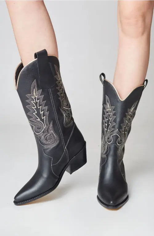 STIVALI NEW YORK Loyal Western Cowboy Boots - Black