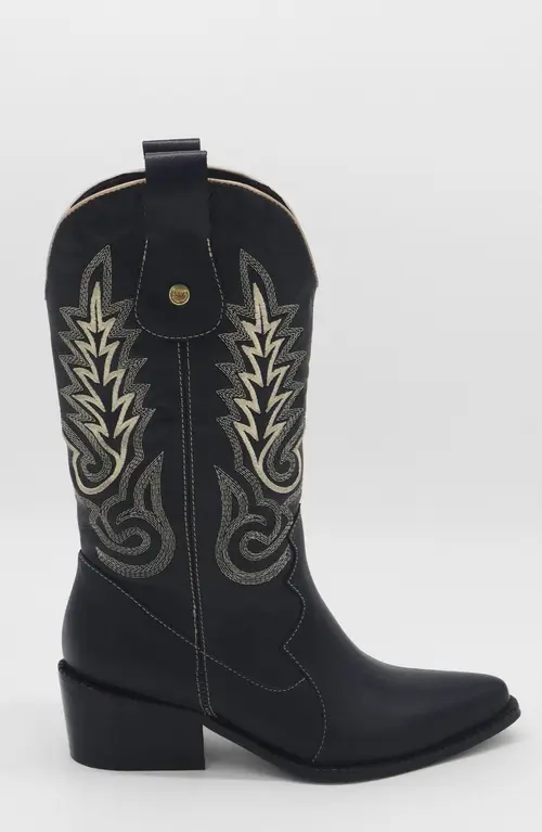 STIVALI NEW YORK Loyal Western Cowboy Boots - Black