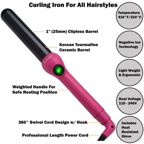 JOSE EBER Clipless Curling Iron 1 - Pink