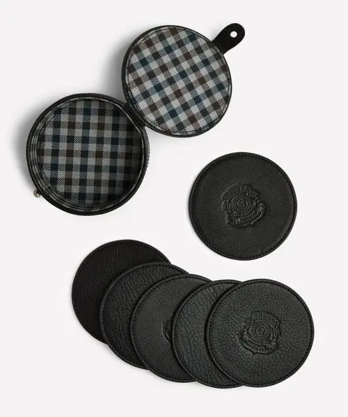Ghurka Coaster Set No. 247 - Vintage Black Leather