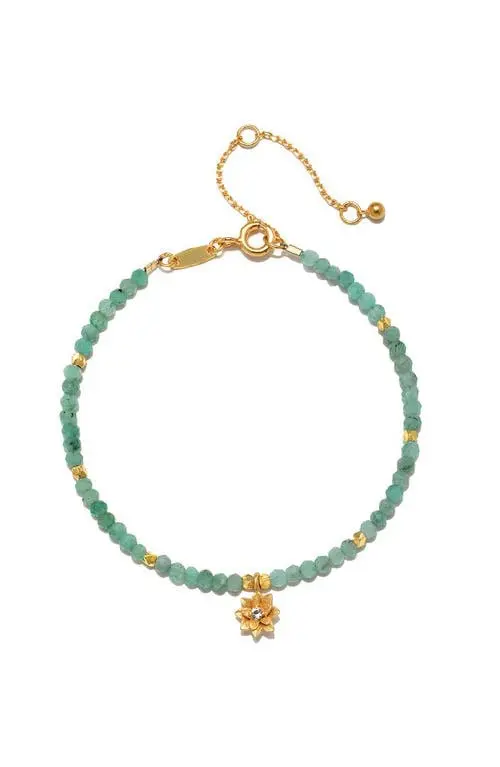 SATYA JEWELRY Emerald Lotus Bracelet - Green