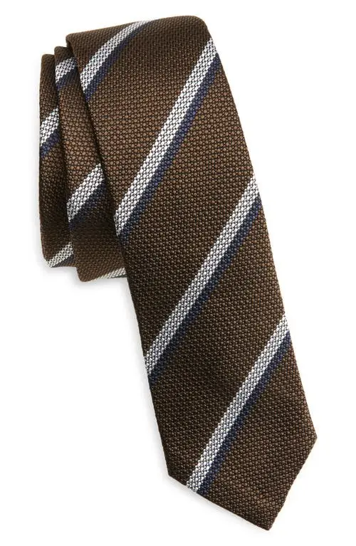 Thom Browne Classic Shadow Stripe Silk Tie - Brown