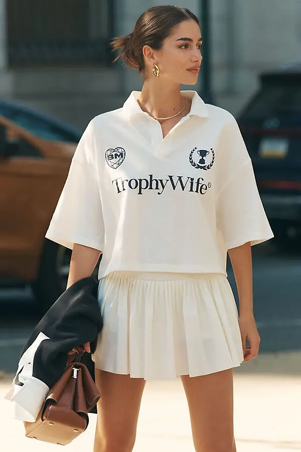 BRIDEMERCH Trophy Wife Collared Shirt Top - White