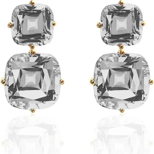 Goshwara Gossip Double Drop Earrings - Clear