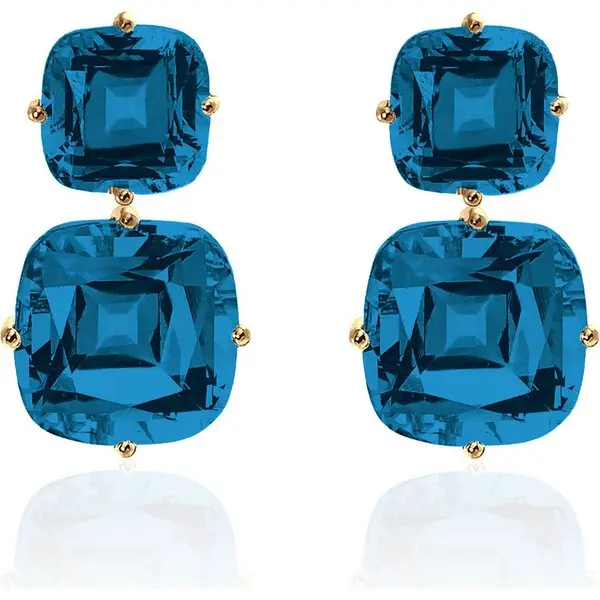 Goshwara Gossip Double Drop Earrings - Deep Blue