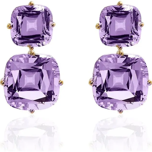 Goshwara Gossip Double Drop Earrings - Purple