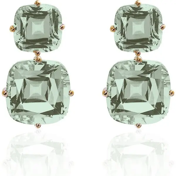Goshwara Gossip Double Drop Earrings - Translucent Green
