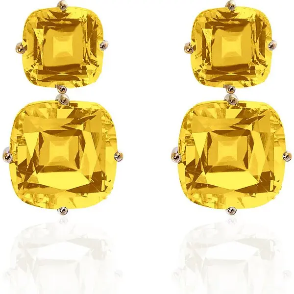 Goshwara Gossip Double Drop Earrings - Yellow