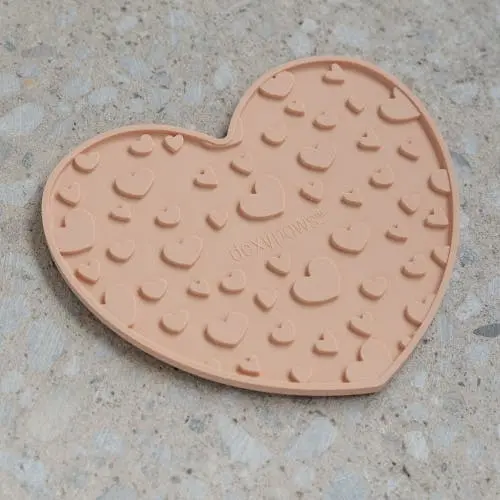 DEXYPAWS Enrichment Lick Mat Blush Heart Grooved Silicone