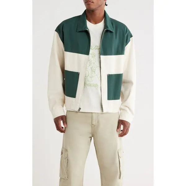 PACSUN Cotton Jacket With Colorblock Detail - Green Multi