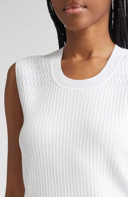 St. John Mixed Stitch Fine Gauge Sleeveless Sweater