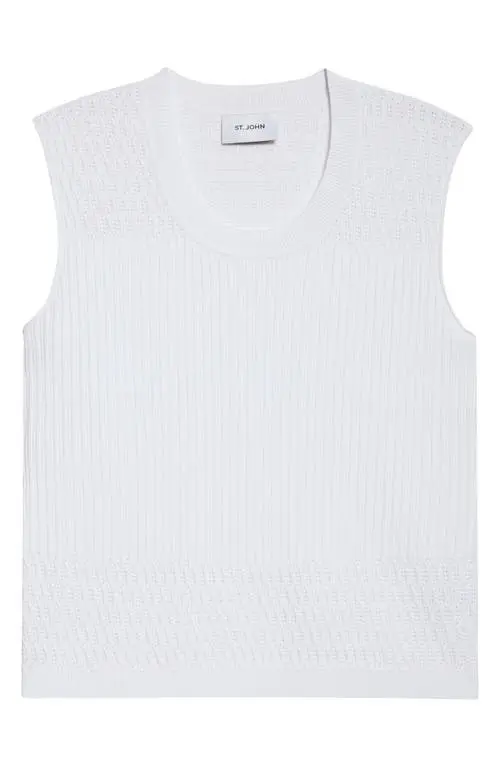 St. John Mixed Stitch Fine Gauge Sleeveless Sweater