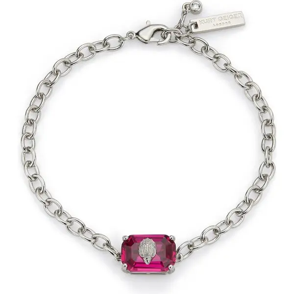 Kurt Geiger Emerald Cut Crystal Flex Bracelet - Fuchsia