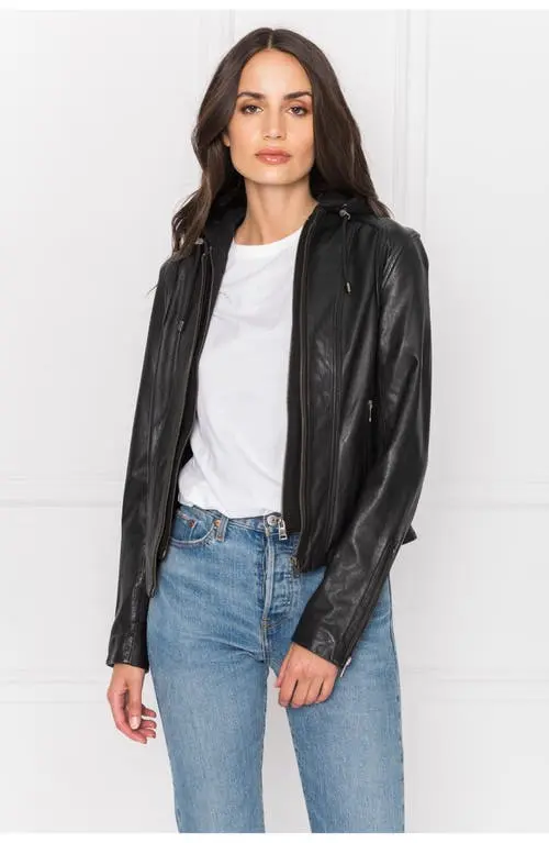 LAMARQUE Arlette Leather Biker Jacket - Black
