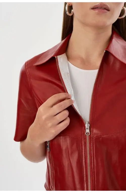 LAMARQUE Sevana Reversible Leather Jacket - Ruby Red/silver