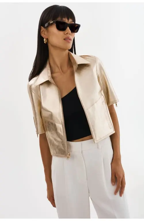 LAMARQUE Sevana Reversible Leather Jacket - Wheat/gold
