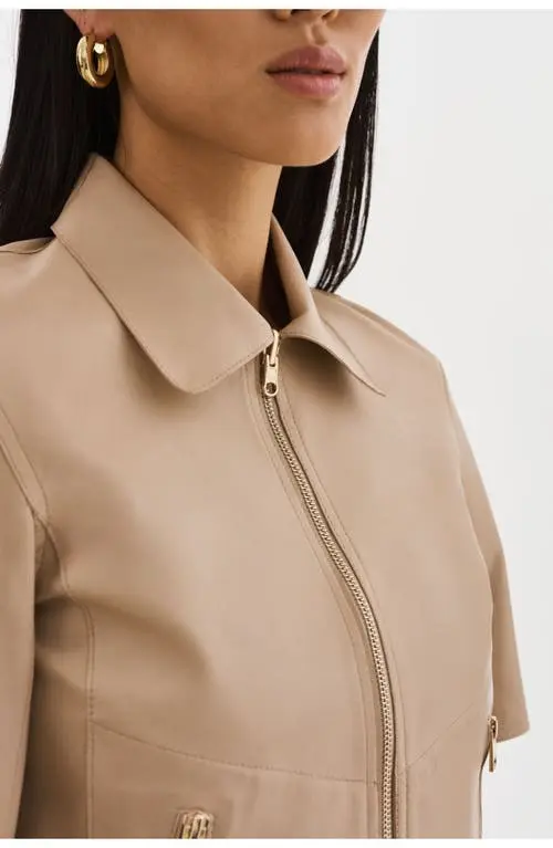 LAMARQUE Sevana Reversible Leather Jacket - Wheat/gold