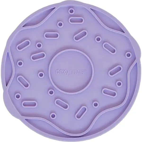 DEXYPAWS Enrichment Lick Mat Lilac Donut Delight Grooved Silicone - Purple