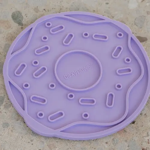 DEXYPAWS Enrichment Lick Mat Lilac Donut Delight Grooved Silicone