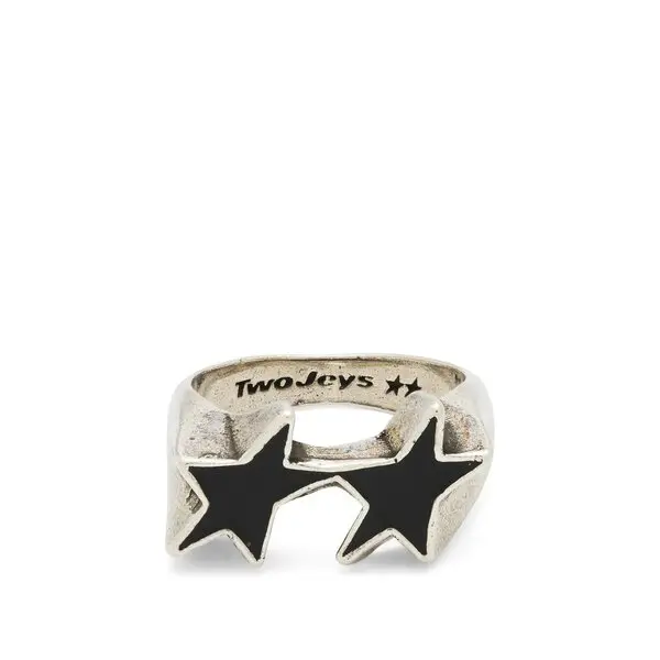 TWOJEYS Icon Enameled Star Ring - Black/silver