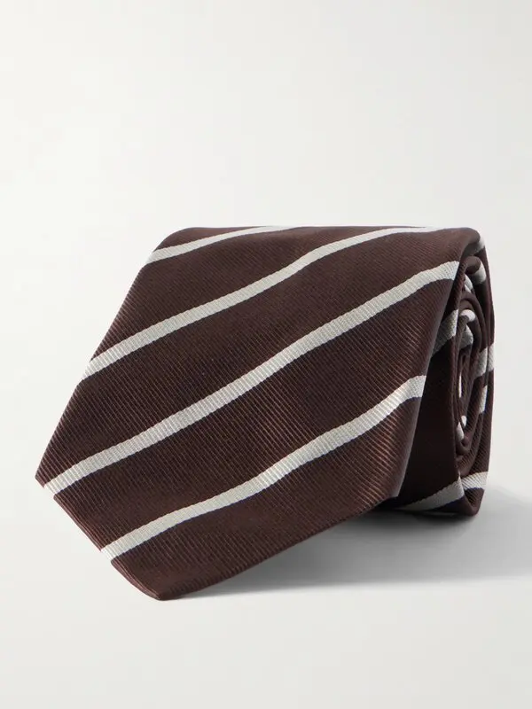 Ralph Lauren Purple Label 8.5cm Striped Silk-twill Neck Tie - Brown
