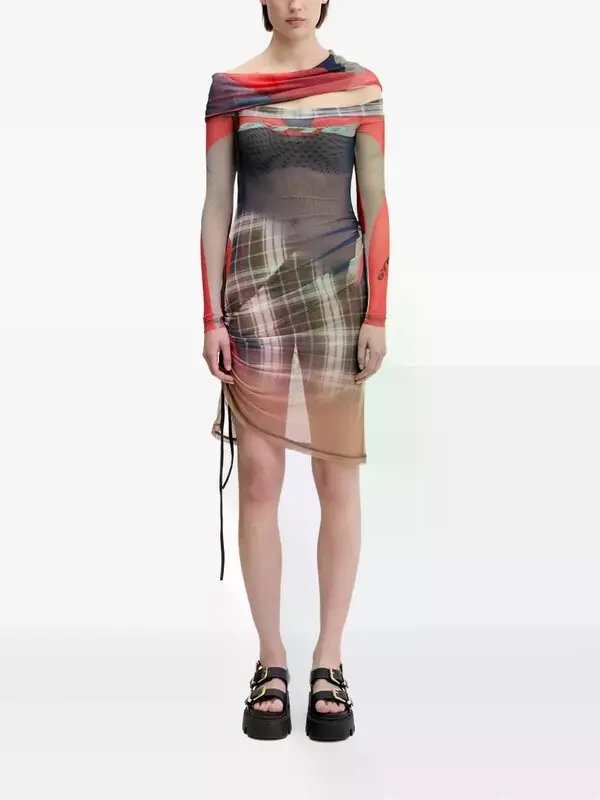 Ottolinger Mesh-paneled Asymmetrical Dress - Blue