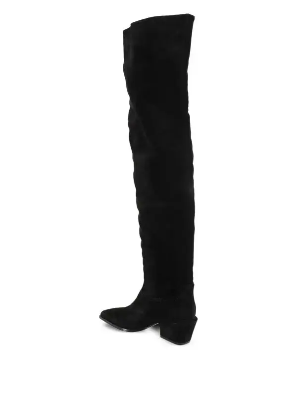 Paris Texas Suede Knee-high Boots - Black