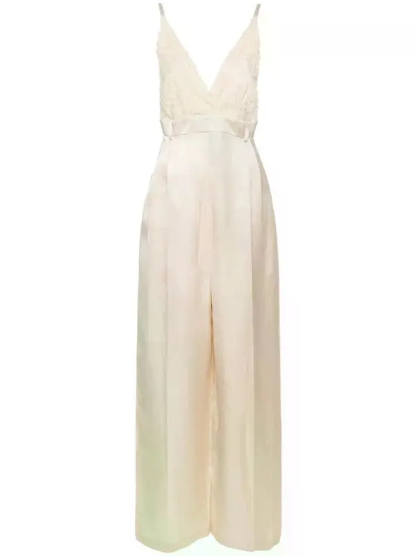 ALYSI V-neck Wide-leg Jumpsuit - Neutrals