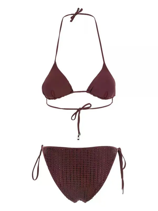 VENUJA Rhinestone-embellished Triangle Bikini - Red